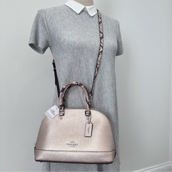Coach | Bags | Coach Mini Sierra Metalic Exotic Trim Leather Satchel ...